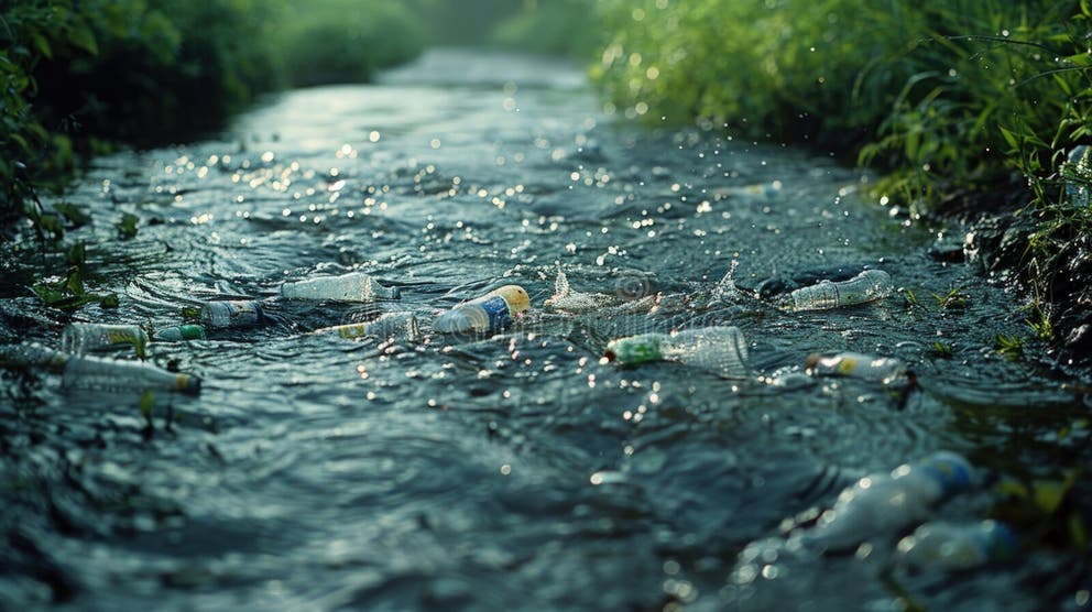 Plastic Bottles are Polluting a River, Showing the Harmful Effects of ...