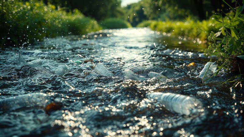 Plastic Bottles are Polluting a River, Showing the Harmful Effects of ...