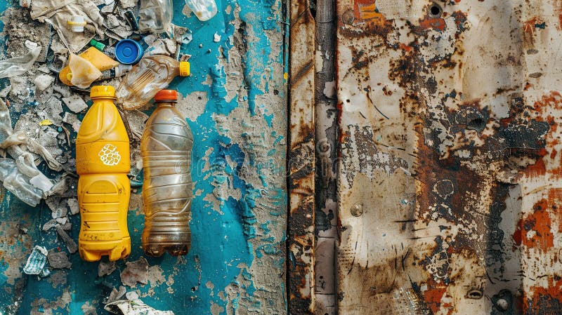 Plastic Bottles on Rusty Metal Surface Stock Illustration ...