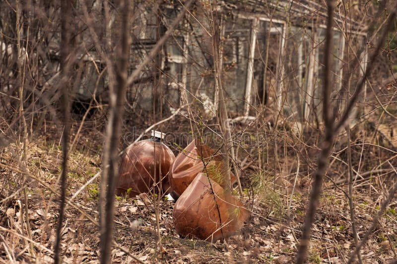 Plastic Bottles Thrown on the Ground.Garbage in the Wild.Environmental ...