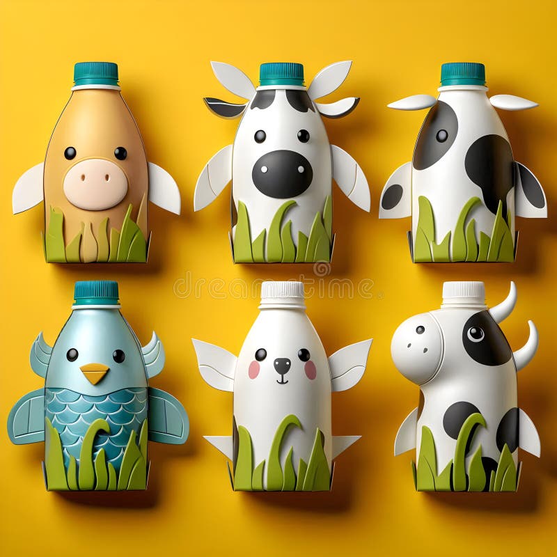 Plastic Bottles Transformed into Farm Animals Promoting Recycling Stock ...