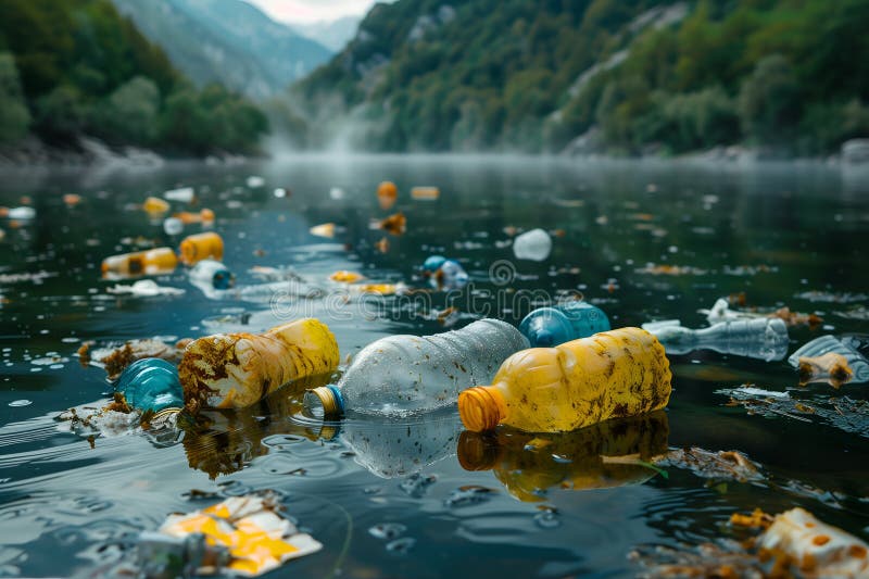 Plastic Bottles Trash Garbage, Water Ocean Sea Coastline. Plastic ...