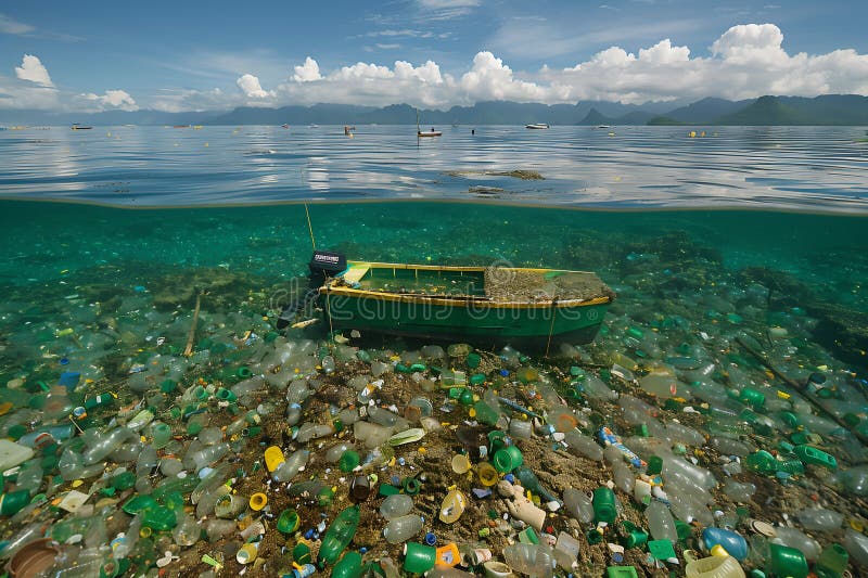 Plastic Bottles Trash Garbage, Water Ocean Sea Coastline. Plastic ...
