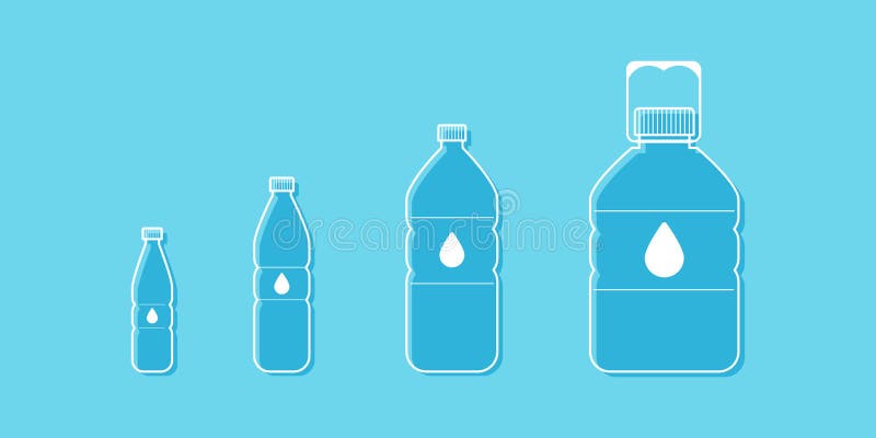 Plastic Bottles with Water Icon Set. Different Sizes. Vector ...