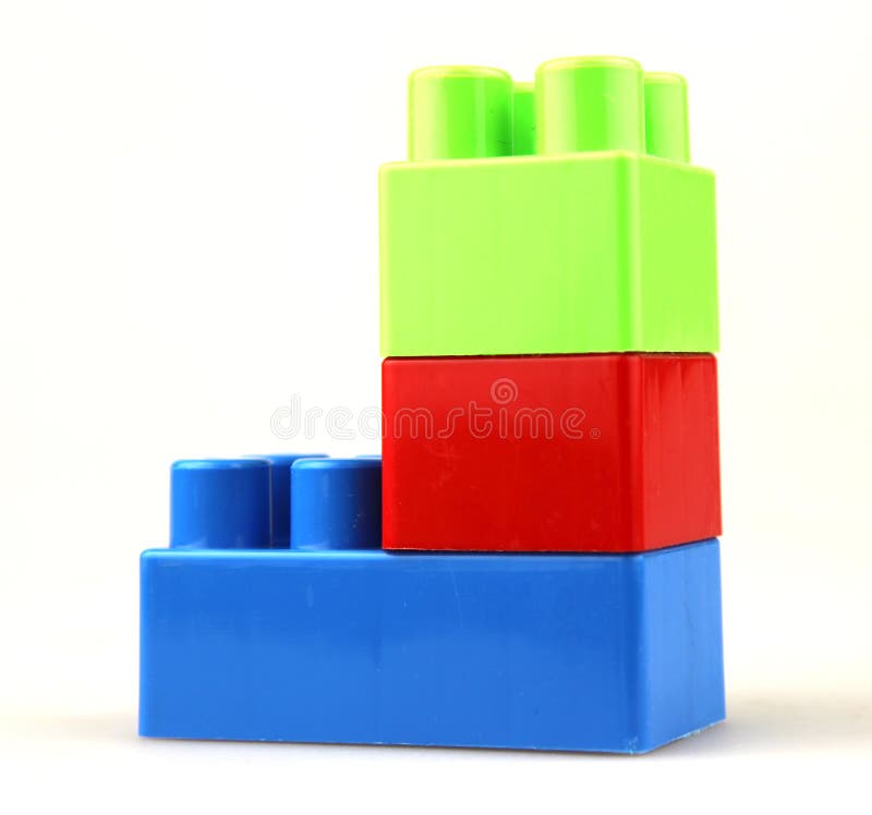 Lego Plastic Bouwstenen Op Witte Achtergrond Stock Afbeelding - Image ...