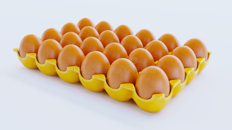 Plastic Box for Eggs with Egss Isolated on White, Stock Illustration ...