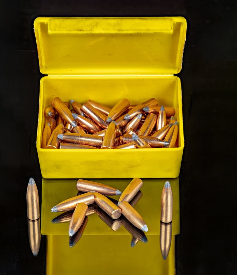 Bullets for Rifle Ammo in a Yellow Box Stock Image - Image of closeup ...