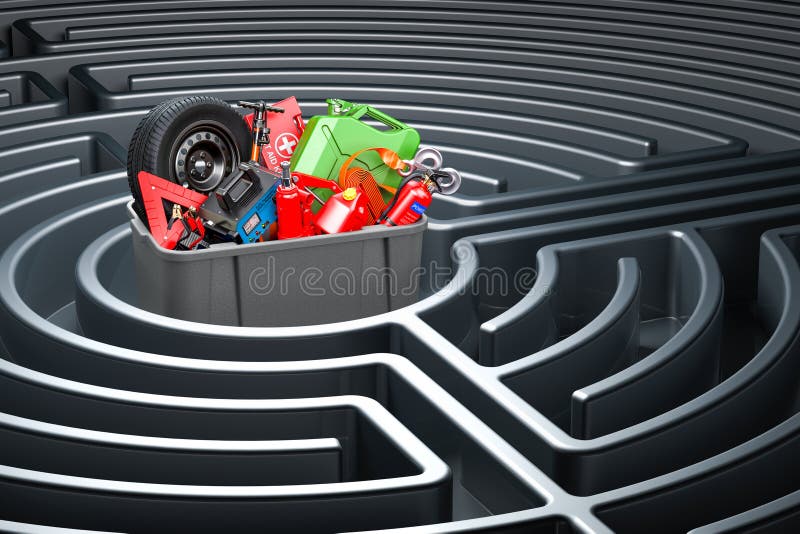 Plastic Box Full of Car Tools, Equipment and Accessories Inside ...