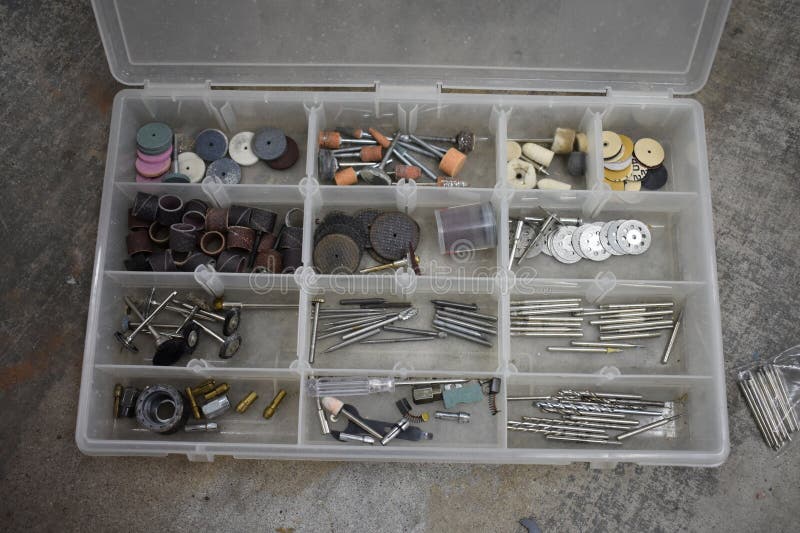 Plastic Box Organizer Full of Rotary Bits Stock Photo - Image of ...