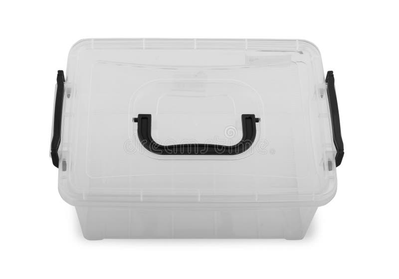 Plastic Box Packaging of Finished Goods Product on White Backgro Stock ...