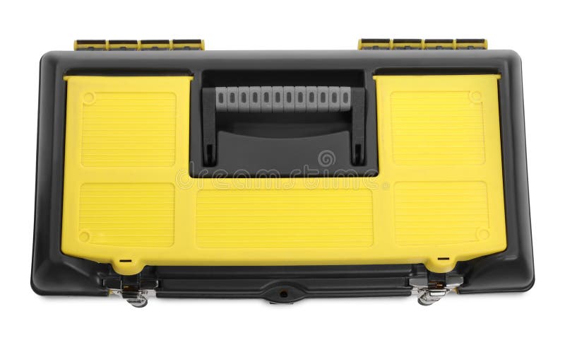 Plastic Box for Tools Isolated on White, Top View Stock Image - Image ...