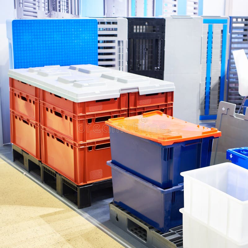 Plastic Boxes for Goods and Trade Stock Image - Image of boxes, stack ...