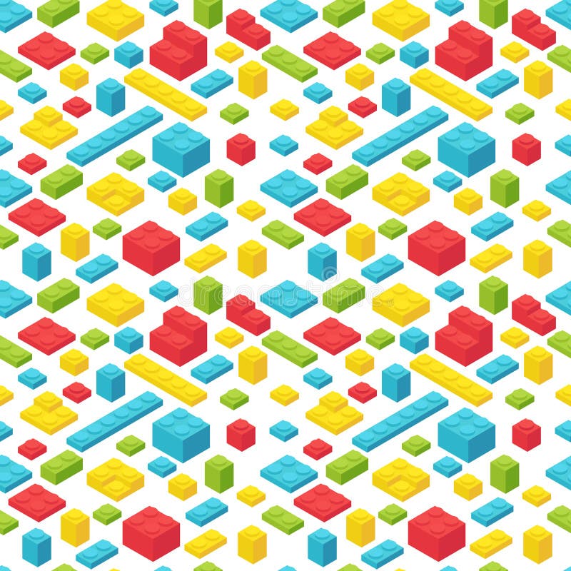 Plastic Bricks Seamless Pattern. Colorful in Isometric View. Building ...