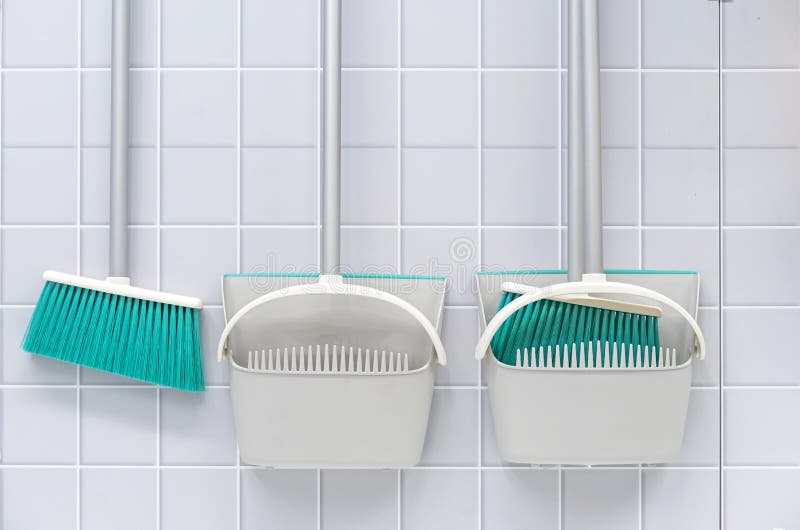 Plastic Broom and Dustpan for Cleaning the House Stock Image - Image of ...