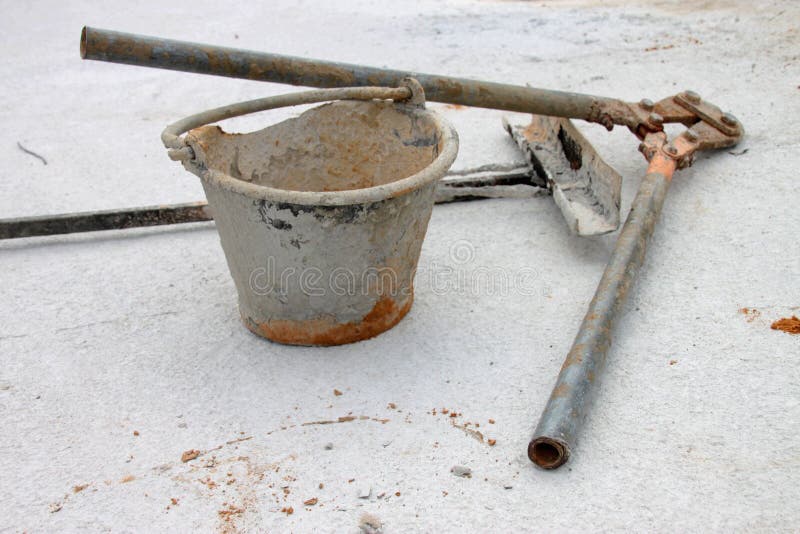 Plastic Bucket and Pliers Cutting Stock Image - Image of labor, object ...