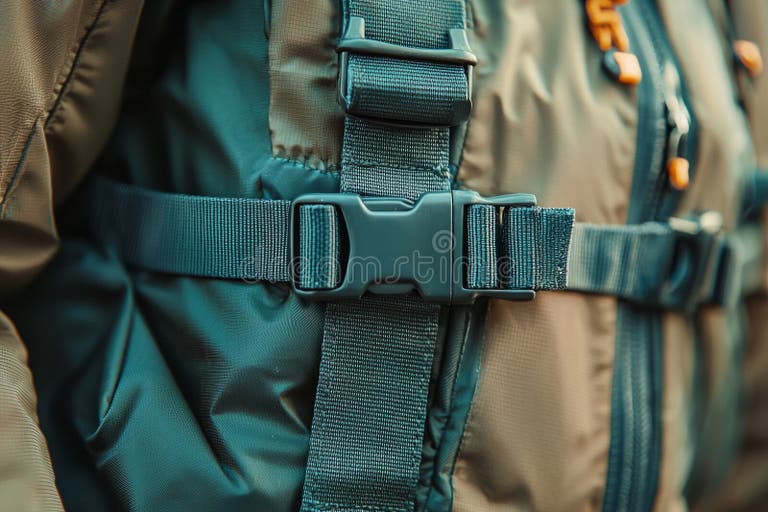 Plastic Buckle Securely Fastened on Backpack Strap Stock Image - Image ...
