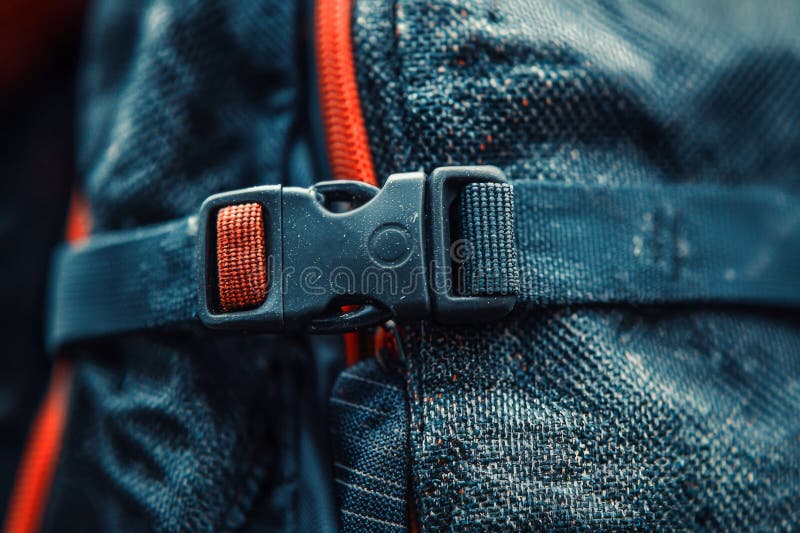 Plastic Buckle Securely Fastened on Backpack Strap Stock Image - Image ...