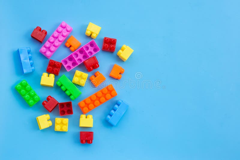 Plastic Building Blocks on Blue Stock Image - Image of concept ...