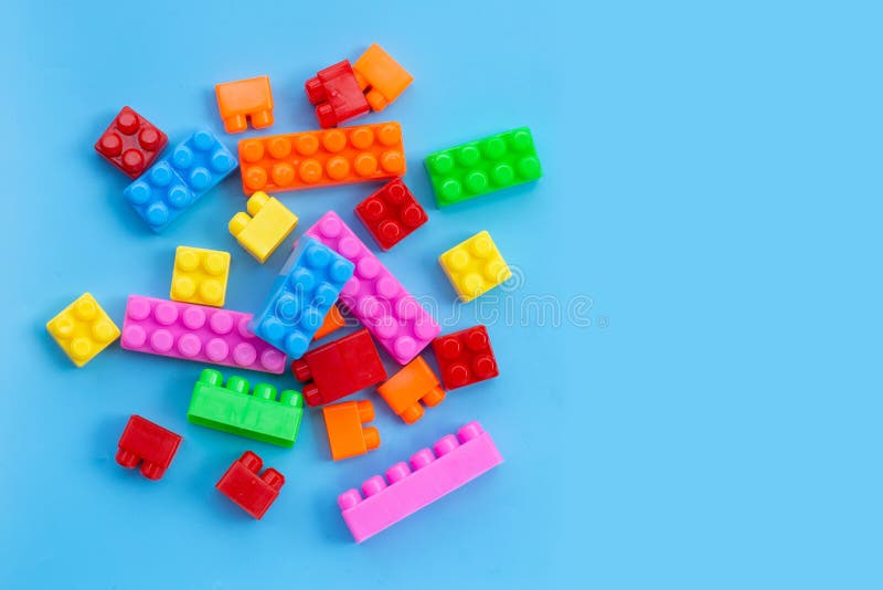 Plastic Building Blocks on Blue Stock Photo - Image of flat, alphabet ...