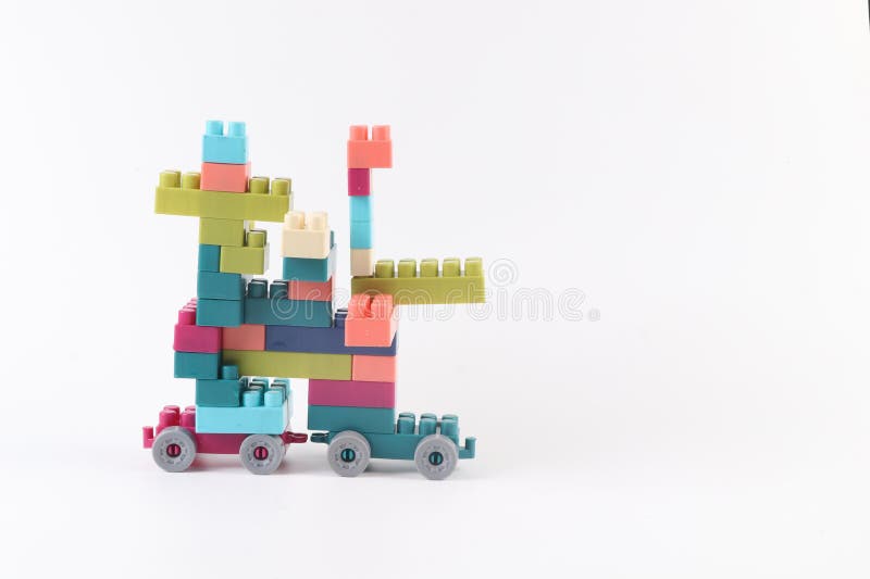 Plastic Building Blocks Form Vehicle on White Background Stock Photo ...