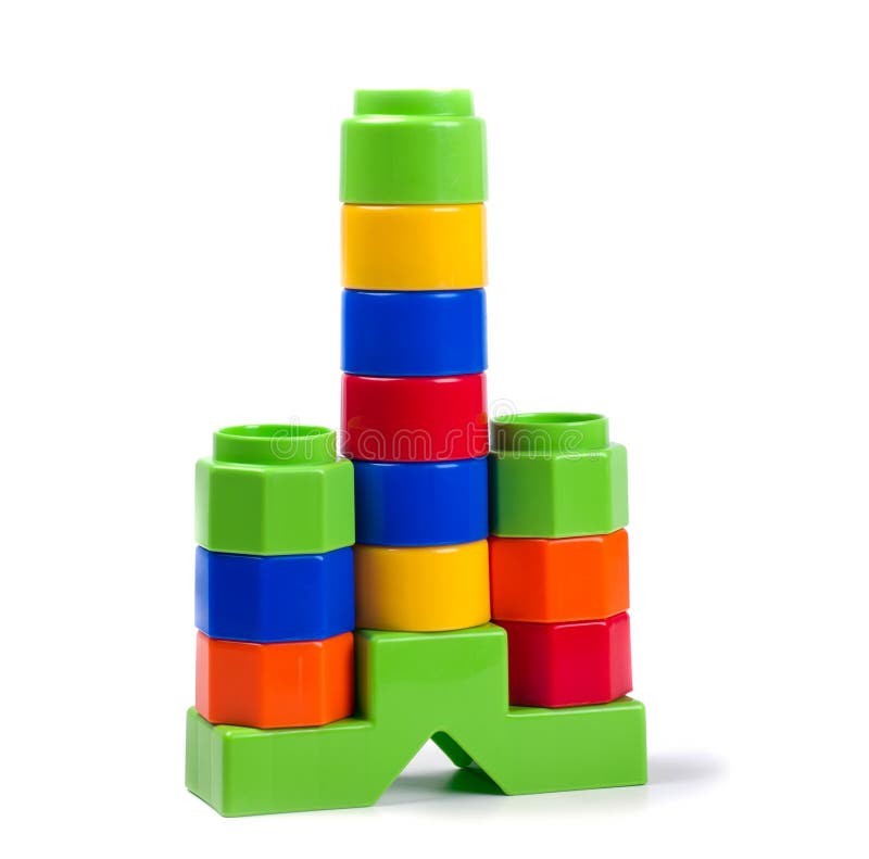 Plastic Building Blocks Isolated on White Stock Photo - Image of white ...