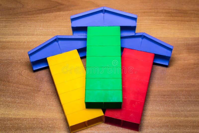 Plastic Building Blocks on Wooden in Form of Arrow, Business Concept ...