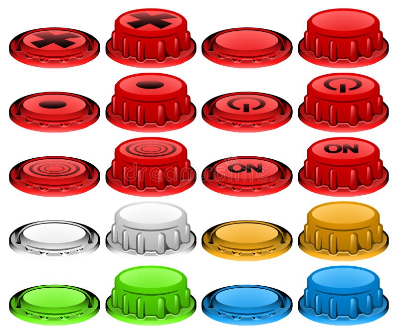 Plastic Button Press Icon Set Stock Vector - Illustration of target ...
