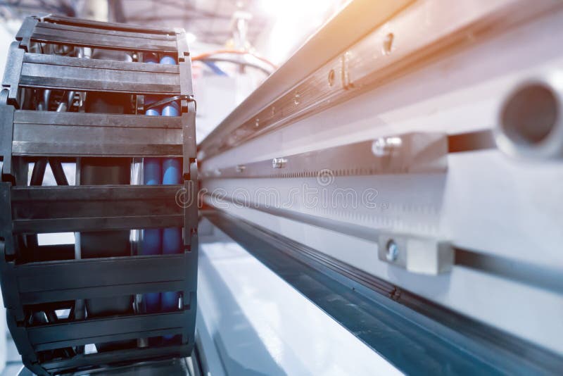 Plastic Cable Chain of Electrical Wires in the Machine Stock Photo ...
