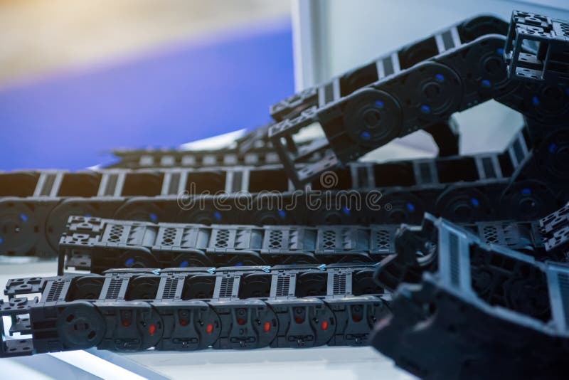 Plastic Cable Chain of Electrical Wires in the Machine. an Example of a ...