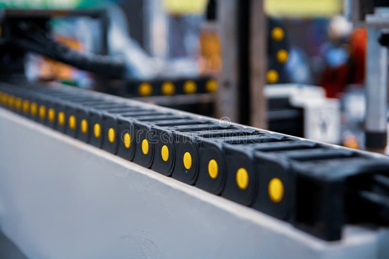 Plastic Cable Chain of Electrical Wires in the Machine Stock Photo ...