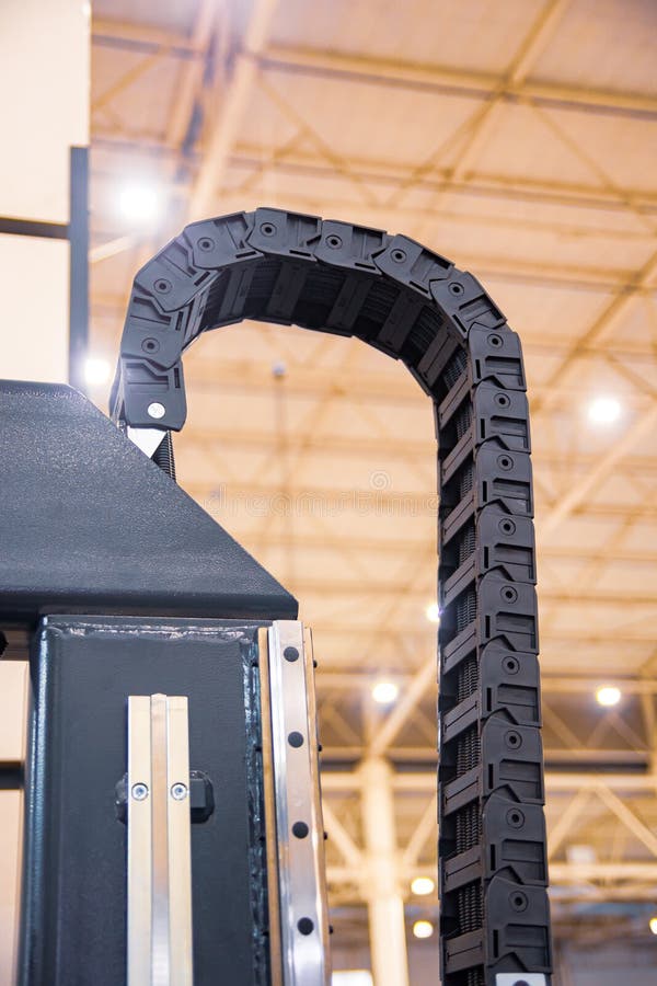 Plastic Cable Chain of Electrical Wires in the Machine Stock Photo ...