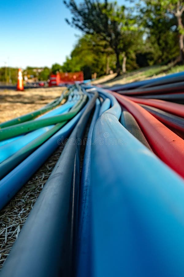 Plastic Cable Ducts for Communication Lines. Close-up Stock Image ...