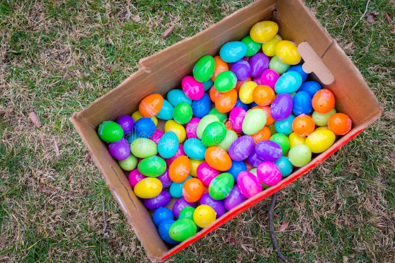 Box Full of Colorfull Easter Egg Treats for Children Stock Image ...