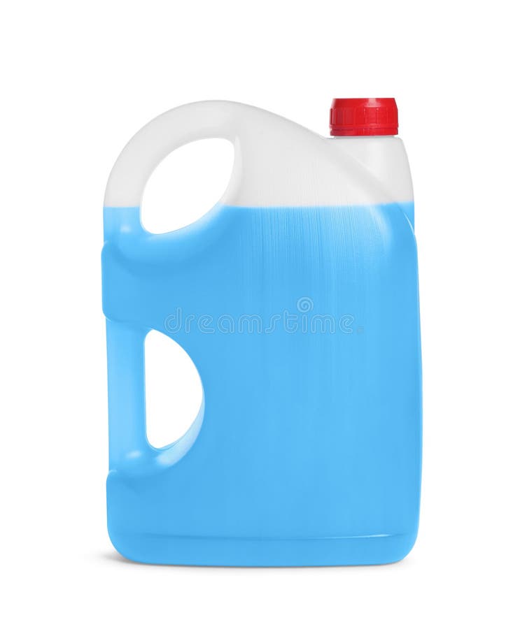 Plastic Canister with Blue Liquid Isolated on White Stock Photo - Image ...