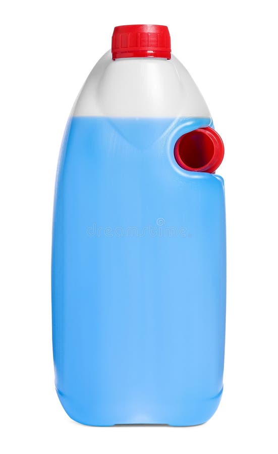 Plastic Canister with Blue Liquid Isolated on White Stock Image - Image ...