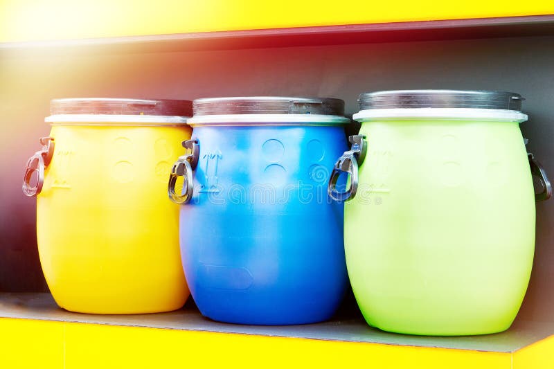 Plastic Canisters for Liquid Stock Image - Image of liquids, container ...