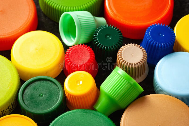 Plastic Caps. Many Multi-colored Plastic Caps Stock Image - Image of ...