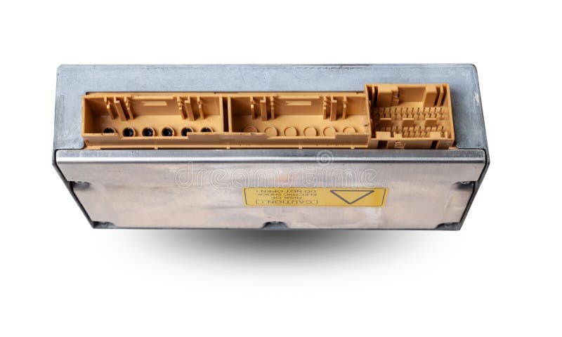 Plastic Car Engine Control Unit with Metal Elements on a White Isolated ...