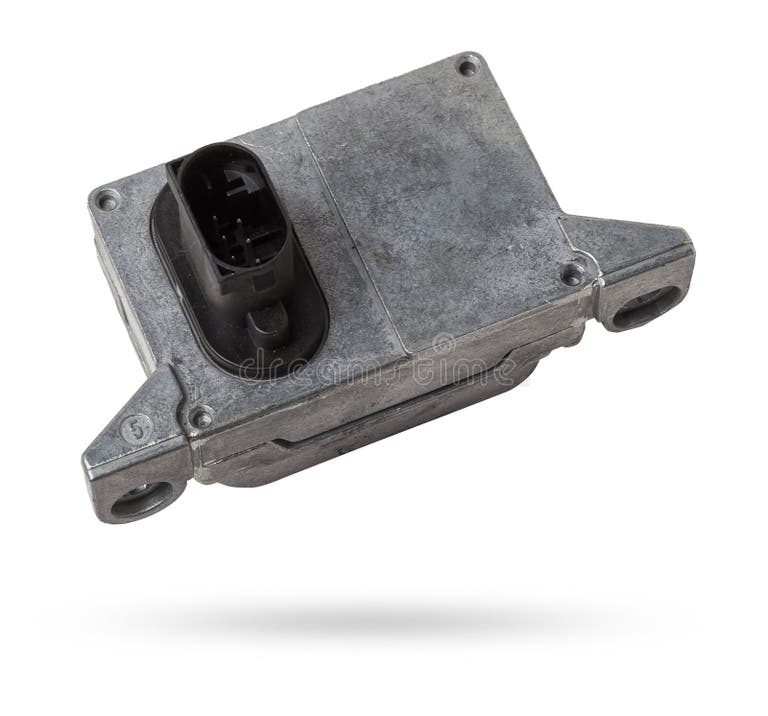 Plastic Car Engine Control Unit with Metal Elements on a White Isolated ...