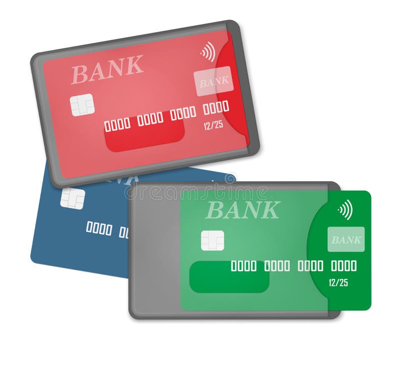 Plastic Card Sleeve Holder with Credit Card Inside. Vector Illustration ...