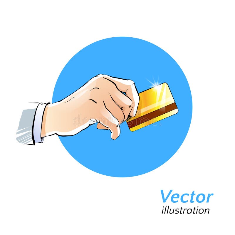 Plastic card stock vector. Illustration of profit, drawn - 52205255