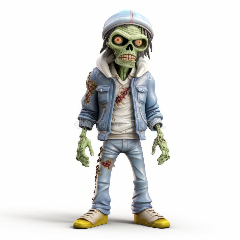 Plastic Cartoon Zombie Jacket 3d Render on White Background Stock ...