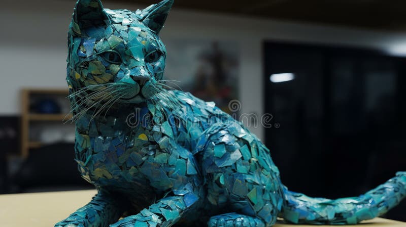 Plastic Cat Sculpture Seated on a Tabletop Stock Image - Image of ...