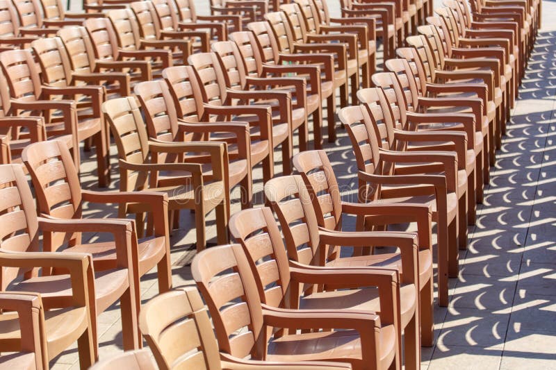 Plastic Chairs in the Concert Hall Stock Image - Image of line, pattern ...