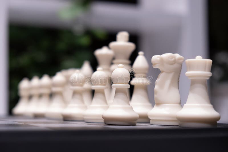 Plastic Chess Pieces Close Up Stock Image - Image of play, education ...