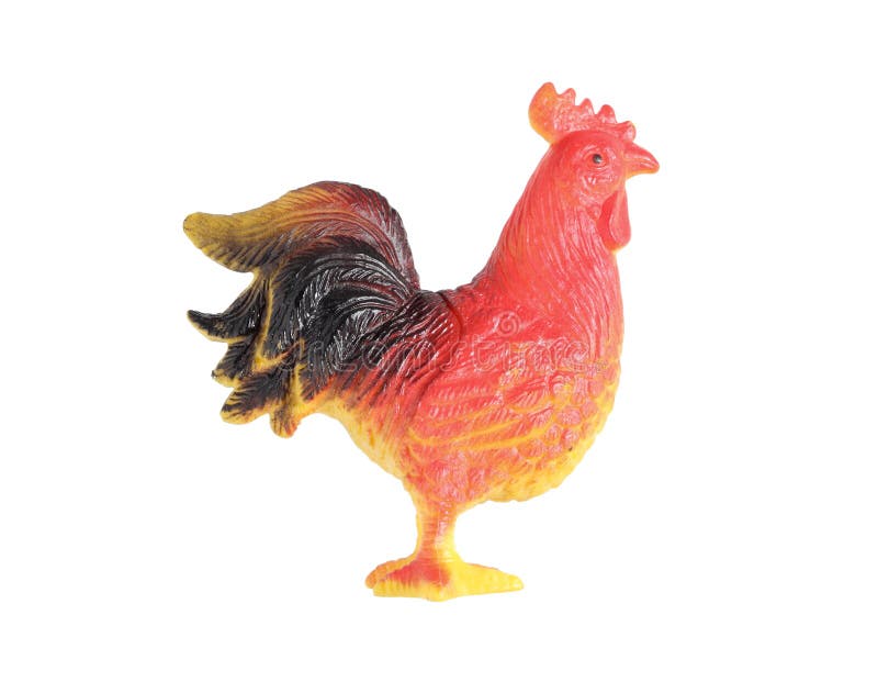 Red Plastic Chicken Isolated on White Background Stock Image - Image of ...