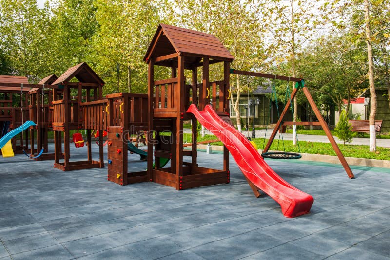Plastic Children Playground without Children Stock Image - Image of ...