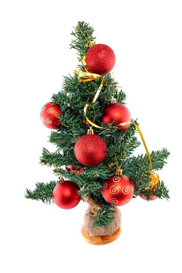 Plastic Christmas Tree with Blue Balls Stock Photo - Image of decorated ...