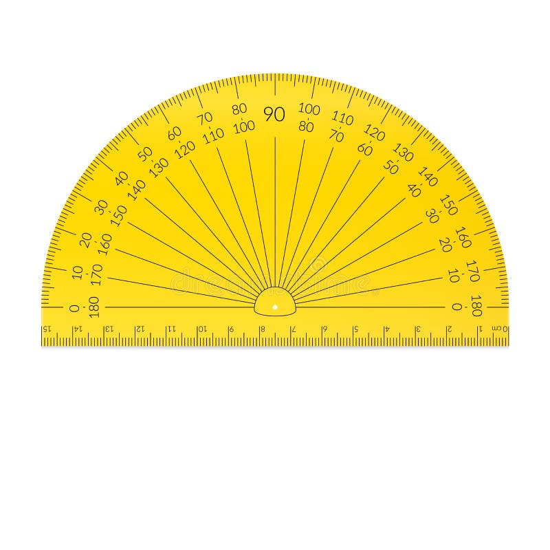 Plastic Circular Protractor with a Ruler Stock Vector - Illustration of ...