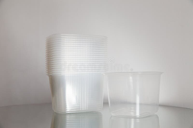 White Plastic Transparent Container for Packing and Carrying Food Stock ...